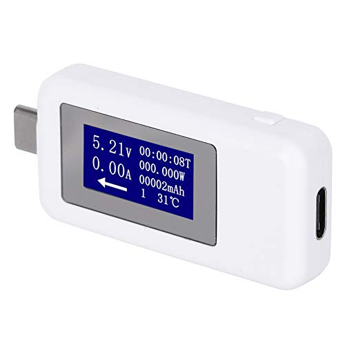 USB C Power Meter Monitor, 4-30V 0-155W 5A Power Tester, Multifunctional Bidirectional Current Voltage DC Digital Voltmeter(White)