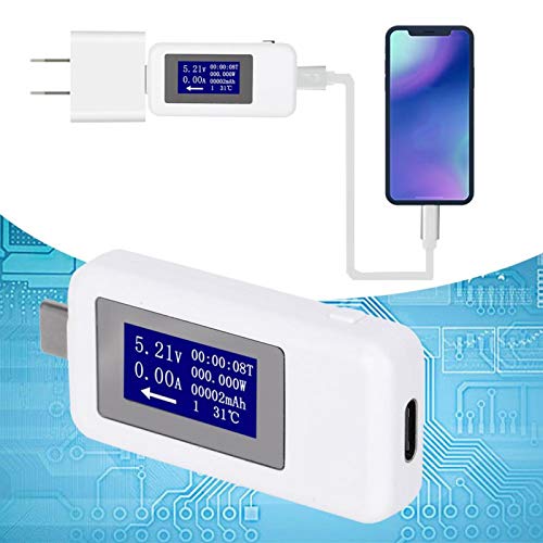 USB C Power Meter Monitor, 4-30V 0-155W 5A Power Tester, Multifunctional Bidirectional Current Voltage DC Digital Voltmeter(White)