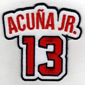 ronald acuna jr. no. 13 patch - atlanta baseball jersey number embroidered diy sew or iron-on patch