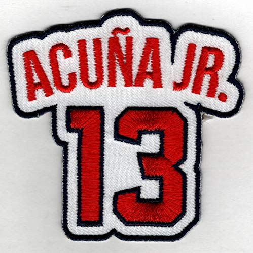 RONALD ACUNA Jr. No. 13 Patch - Atlanta Baseball Jersey Number Embroidered DIY Sew or Iron-On Patch