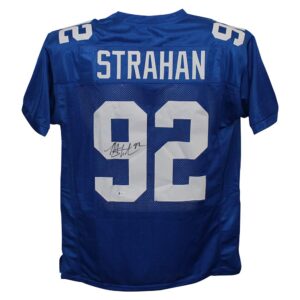 Michael Strahan Autographed/Signed Pro Style Blue XL Jersey BAS