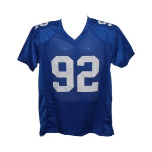 Michael Strahan Autographed/Signed Pro Style Blue XL Jersey BAS