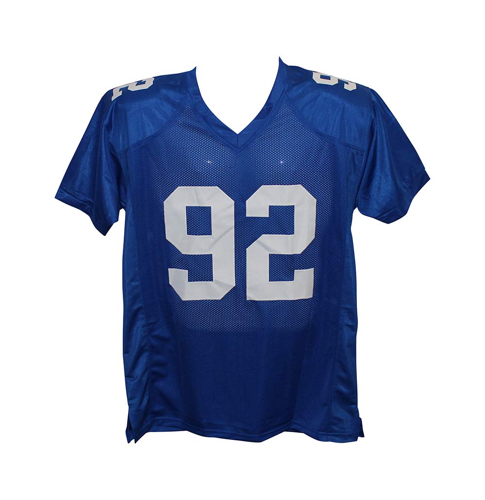 Michael Strahan Autographed/Signed Pro Style Blue XL Jersey BAS