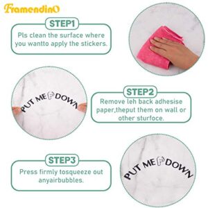 Framendino, 4 Pack Funny Reminder Decoration Put Me Down Toilet Seat Decal Sticker for Bathroom Black