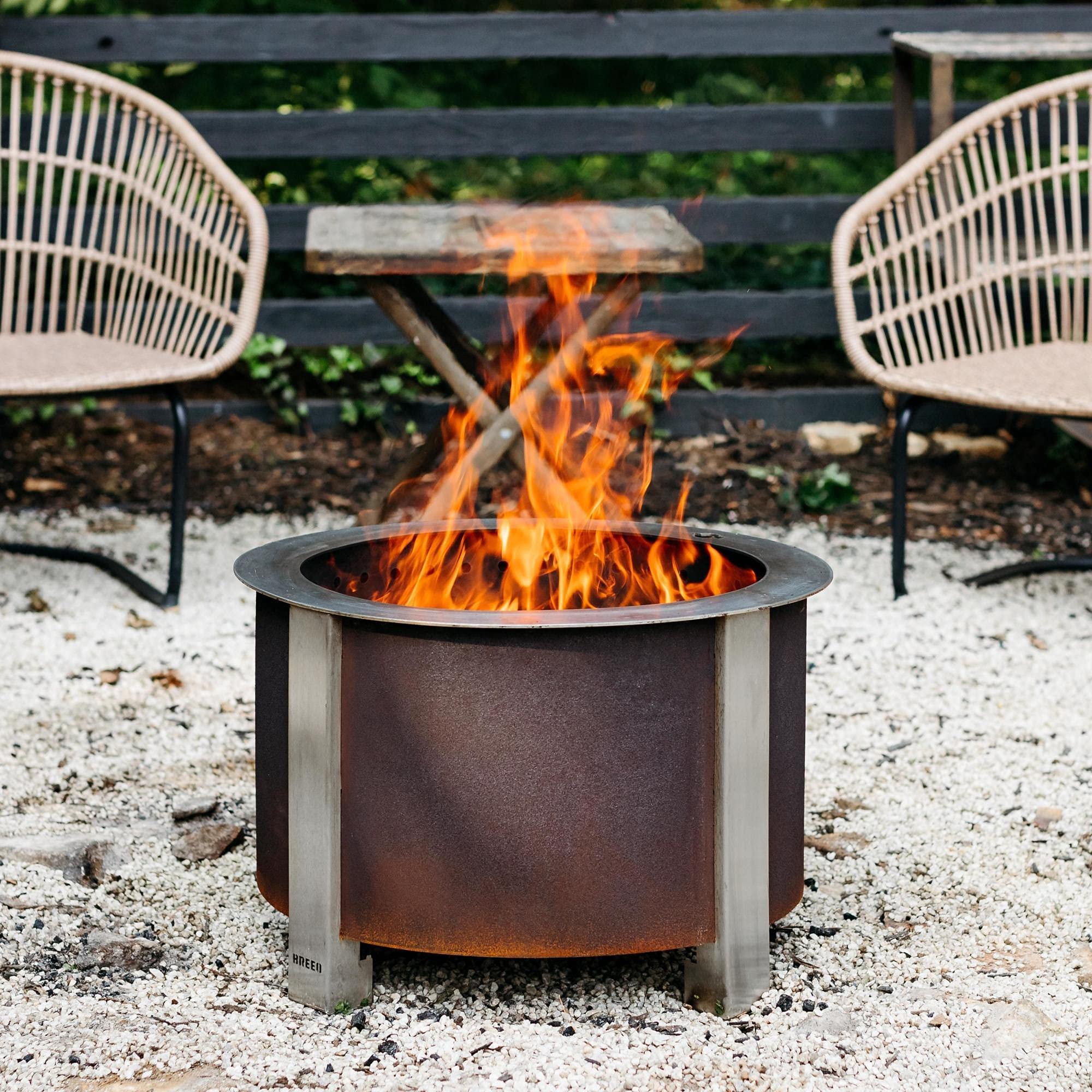 Smokeless Fire Pit | 22 Inches | Breeo X Series 19 Wood Burning Campfire | USA | Corten Steel | Best Durable Backyard Bonfire | Grilling & Cooking | Low Smoke Stove | Enjoy with A Group Or Solo