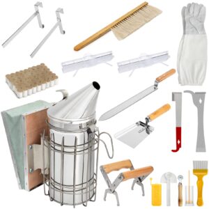 blisstime beekeeping supplies tool kit, 17 pcs bee hives and supplies starter kit beekeeper starter kit