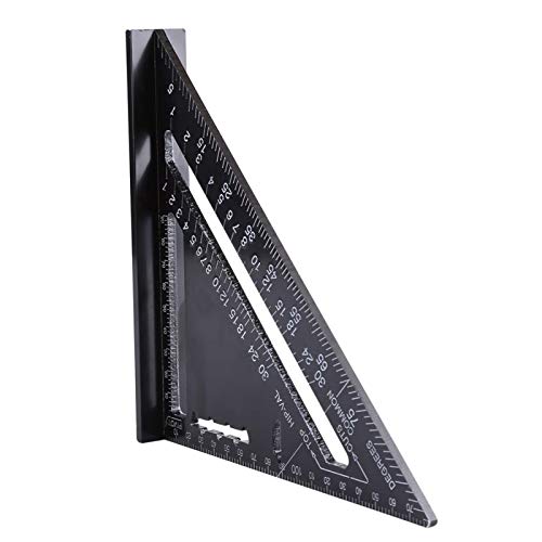 Triangle Ruler 7 Inch Metric Aluminum Alloy Adjustable Square, 090° Oxidation Roofing Triangle Angle Protractor Layout Guide(Metric System)