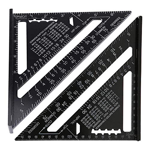 Triangle Ruler 7 Inch Metric Aluminum Alloy Adjustable Square, 090° Oxidation Roofing Triangle Angle Protractor Layout Guide(Metric System)