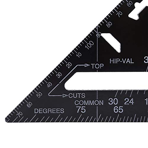 Triangle Ruler 7 Inch Metric Aluminum Alloy Adjustable Square, 090° Oxidation Roofing Triangle Angle Protractor Layout Guide(Metric System)