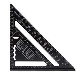 Triangle Ruler 7 Inch Metric Aluminum Alloy Adjustable Square, 090° Oxidation Roofing Triangle Angle Protractor Layout Guide(Metric System)