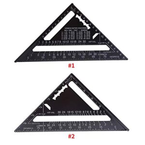 Triangle Ruler 7 Inch Metric Aluminum Alloy Adjustable Square, 090° Oxidation Roofing Triangle Angle Protractor Layout Guide(Metric System)