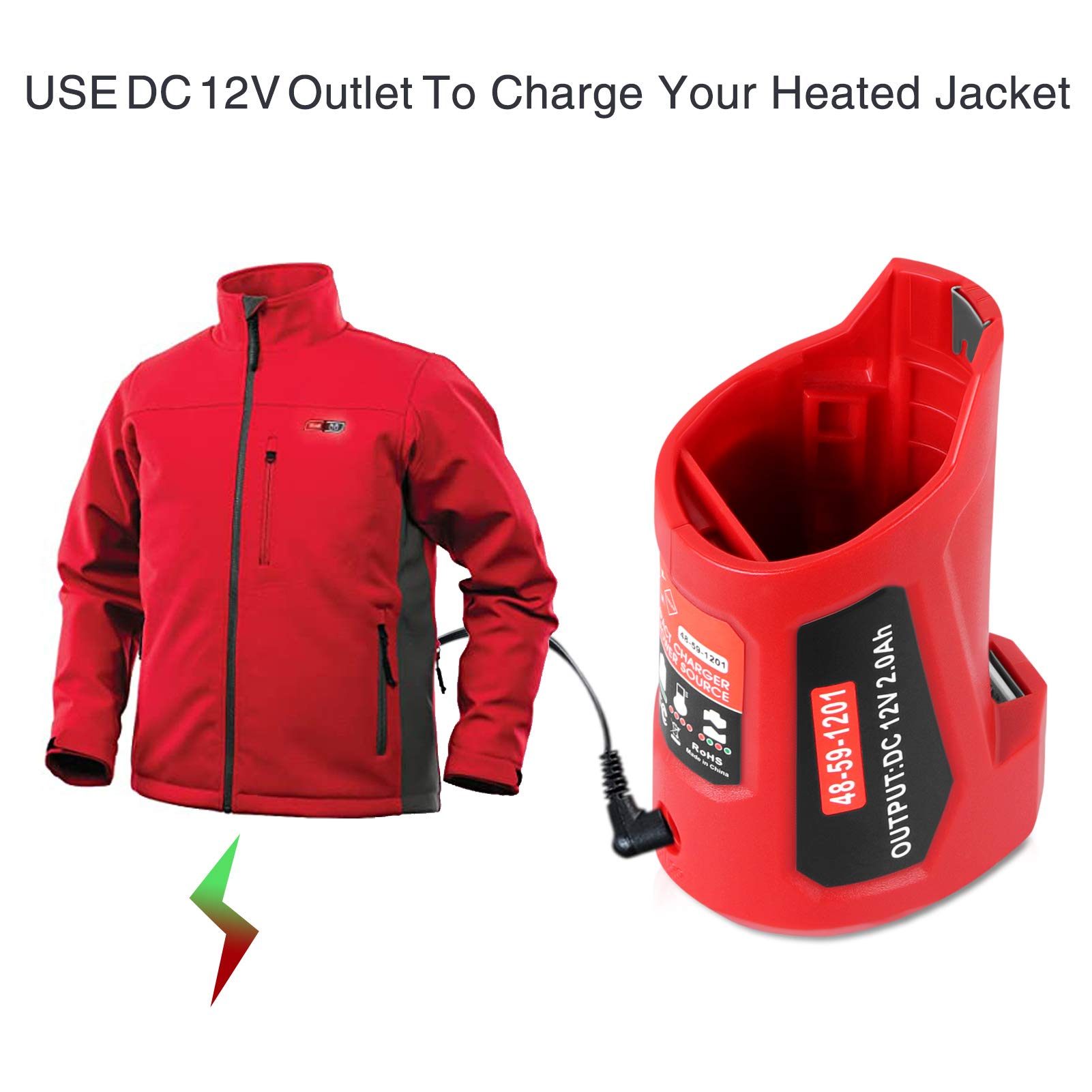 【Multi-Function】 CaliHutt 12V USB Power Charger Adapter Replacement for Milwaukee m12 12V Battery Adapter Milwaukee Heated Jacket 49-24-2310 48-59-1201 Compatible with 48-11-2420 48-11-2411 48-11-2401