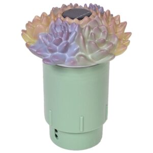 game 12043-bb, solar light up succulent, holds 3"-tablets. chlorine pool dispenser, led light sensor, expandable basket, adjustable flow, green