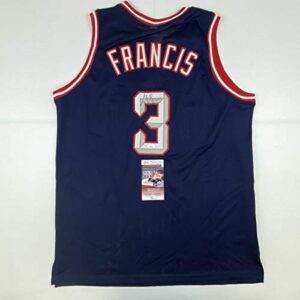 autographed/signed steve francis houston blue basketball jersey jsa coa