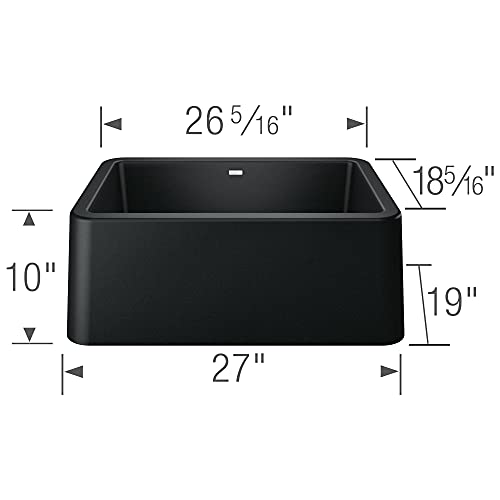 Blanco Ikon Silgranit Kitchen Sink, 27x19x9, Coal Black