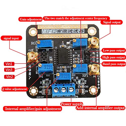 Taidacent UAF42 Universal Active Filter Module High Pass Low Pass Band Pass Filtering Active Band Pass Filter Module Tunable Filter