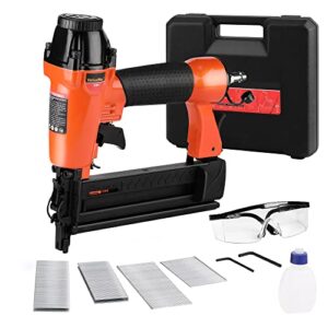 valuemax 18 gauge pneumatic brad nailer, 2-in-1 nail gun staple gun with 1-5/8 inch staples, 2-5/8 inch brad nails, carrying case and safety glasses, ideal for upholstery and home improvement