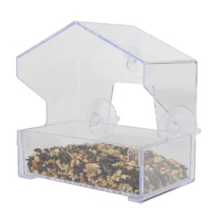 perky-pet 345 clear outdoor window bird feeder with strong suction cups – 1/2 lb seed capacity