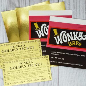 Regular Size Candy Wrapper and Golden Tickets - Pack of 2 (Candy Not Included)