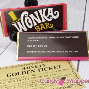 Regular Size Candy Wrapper and Golden Tickets - Pack of 2 (Candy Not Included)