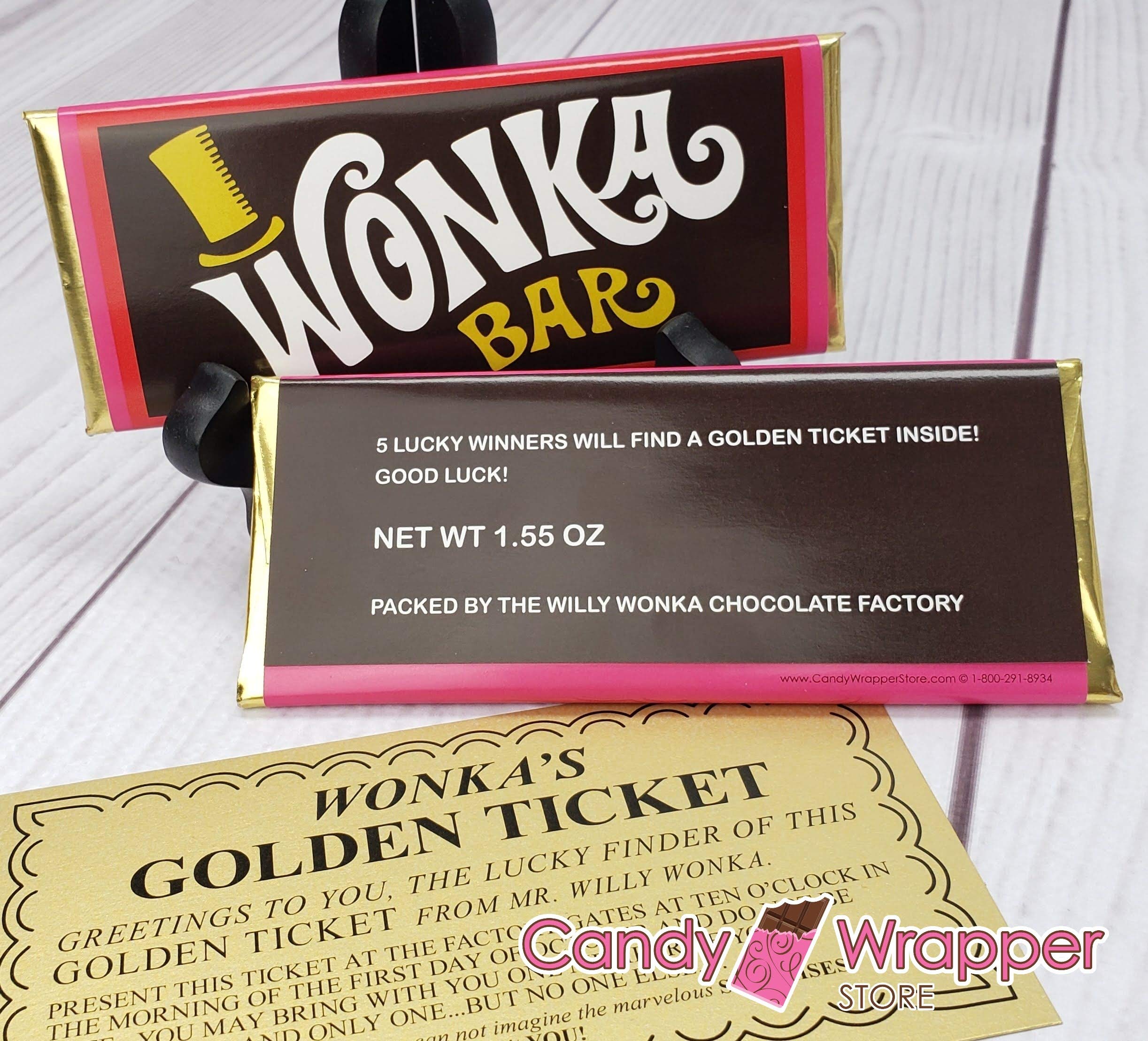 Regular Size Candy Wrapper and Golden Tickets - Pack of 2 (Candy Not Included)