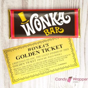 Regular Size Candy Wrapper and Golden Tickets - Pack of 2 (Candy Not Included)