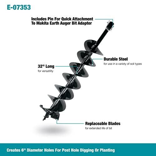 Makita E-07353 6" Earth Auger Drill Bit