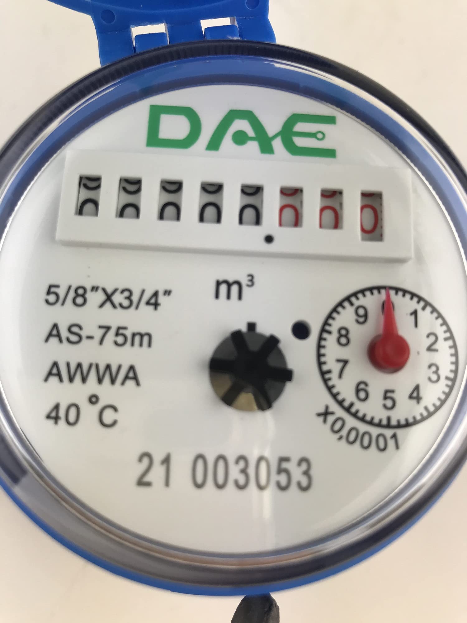 DAE AS-75m Water Meter, 3/4" NPT Couplings, Measuring in Cu Meter