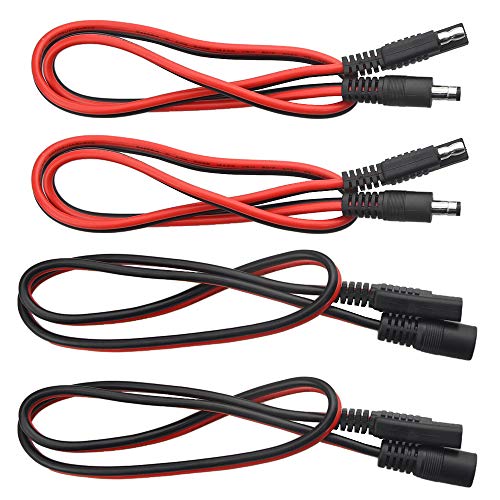 WMYCONGCONG 4 PCS SAE to DC Connector DC 5.5 x 2.1mm Male Female Cable to SAE Adapter Connector Cable 30cm 14AWG for Motorcycle Solar Panel Charger