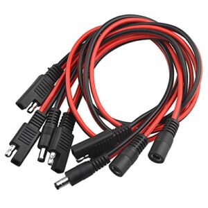 WMYCONGCONG 4 PCS SAE to DC Connector DC 5.5 x 2.1mm Male Female Cable to SAE Adapter Connector Cable 30cm 14AWG for Motorcycle Solar Panel Charger