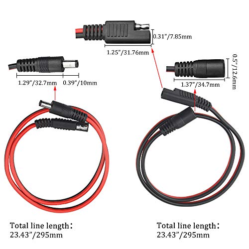 WMYCONGCONG 4 PCS SAE to DC Connector DC 5.5 x 2.1mm Male Female Cable to SAE Adapter Connector Cable 30cm 14AWG for Motorcycle Solar Panel Charger