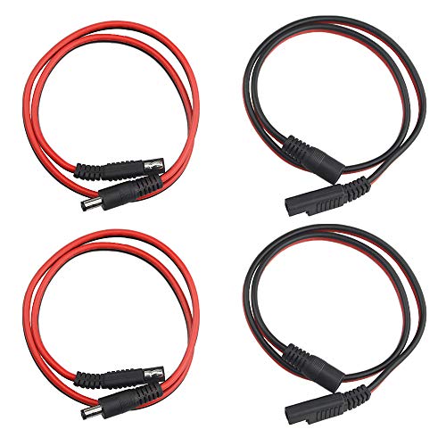 WMYCONGCONG 4 PCS SAE to DC Connector DC 5.5 x 2.1mm Male Female Cable to SAE Adapter Connector Cable 30cm 14AWG for Motorcycle Solar Panel Charger