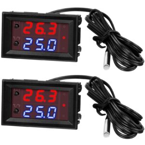 12v electronic temperature controller programmable -50 to 110 degree celsius heating/cooling thermostat control switch module ntc waterproof sensor probe dual color led display monitor (2 pieces)