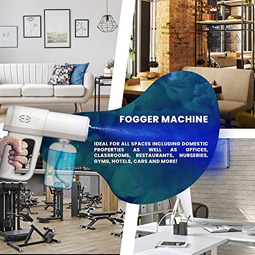 NORDMOND Professional Disinfectant Fogger Machine, Sanitizer Sprayer. Electrostatic ULV Atomizer & Cordless Handheld Nano Steam Gun – Rechargeable Spray Gun with Blue Light for Touchless Sanitization