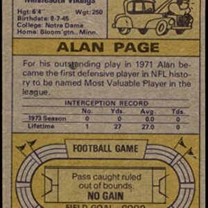 1974 Topps # 134 All-Pro Alan Page Minnesota Vikings (Football Card) GOOD Vikings Notre Dame