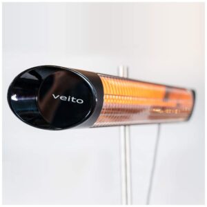 Electric Patio Heater – Infrared Heater Outdoor and Indoor Use – 1500W Veito Wall Mount Heater with Remote (Black)