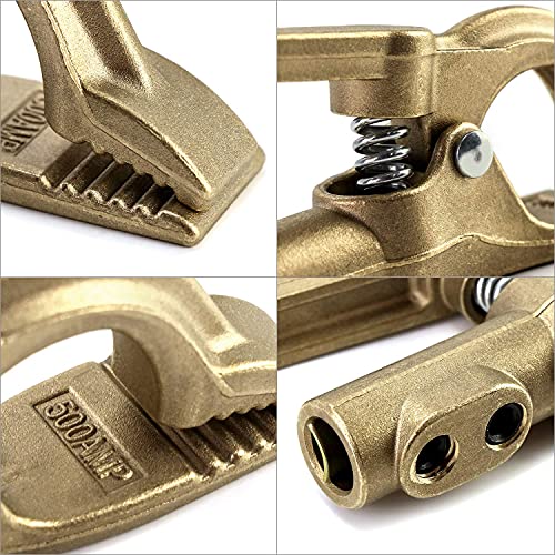 QWORK Welding Bronze Ground Clamp, 1.6 Pounds and 500A, 1 piece