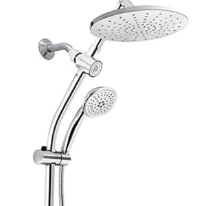 Niagara Conservation N99SR17CH ShowerRail 5-Spray with 1.75 GPM 8.8-in. Wall Mount Combination Fixed and Handheld Shower Heads in Chrome, 1-Pack | Bathroom Shower Head with Pressure Compensation