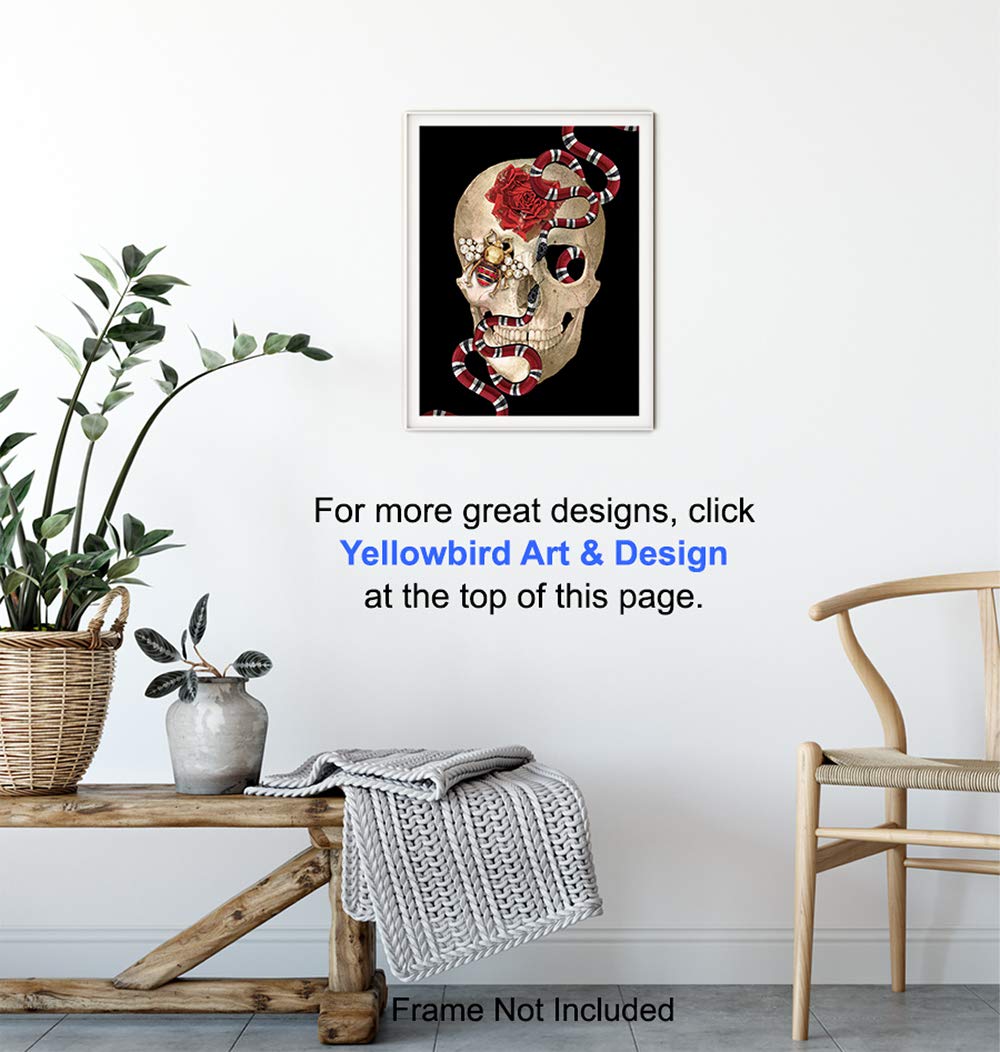 Poster of Wall Art - Gothic Skull Wall Decor - Snake Picture - Glam Print for Room or Home Decoration - Fashion Design - Designer Gifts for Women, Wife, Her, Teens, Girls - Glamour Couture