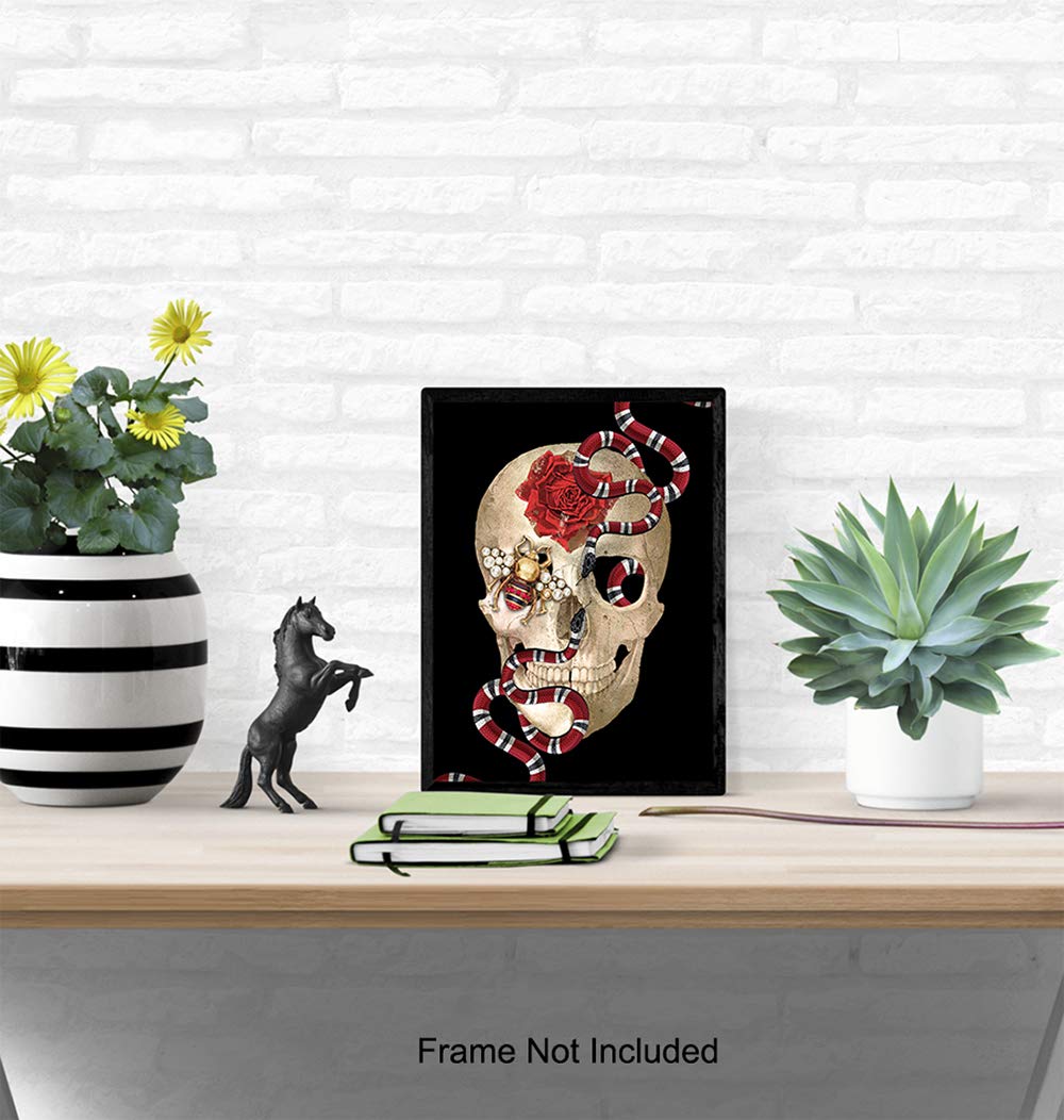 Poster of Wall Art - Gothic Skull Wall Decor - Snake Picture - Glam Print for Room or Home Decoration - Fashion Design - Designer Gifts for Women, Wife, Her, Teens, Girls - Glamour Couture