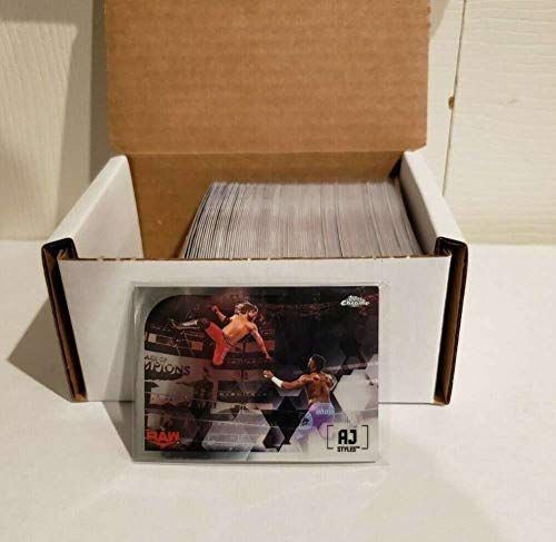 2020 Topps Chrome WWE Wrestling Complete Hand Collated (NM or Better) Set of 100 Cards-Includes the following wrestlers AJ Styles Aleister Black Alexa Bliss Asuka Bayley Becky Lynch Big Show Billie Kay Braun Strowman The Fiend Bray Wyatt Brock Lesnar Carm