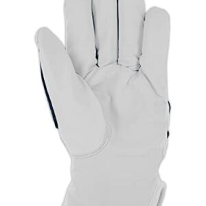 MAGID T-REX Rebel Series TRX814 Goatskin para-Aramid Lined Driver Impact Glove – Cut Level A6-9/L (1 PR), White