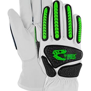 MAGID T-REX Rebel Series TRX814 Goatskin para-Aramid Lined Driver Impact Glove – Cut Level A6-9/L (1 PR), White