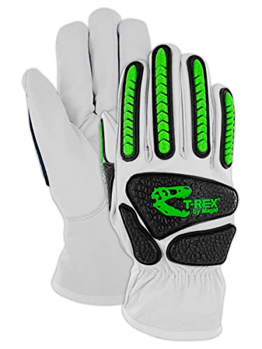 MAGID T-REX Rebel Series TRX814 Goatskin para-Aramid Lined Driver Impact Glove – Cut Level A6-9/L (1 PR), White