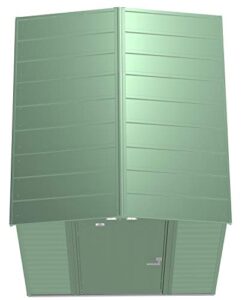 arrow select 6' x 7' outdoor lockable steel storage shed building, sage green