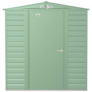 Arrow Select 6' x 7' Outdoor Lockable Steel Storage Shed Building, Sage Green