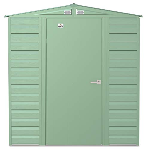 Arrow Select 6' x 7' Outdoor Lockable Steel Storage Shed Building, Sage Green