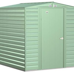 Arrow Select 6' x 7' Outdoor Lockable Steel Storage Shed Building, Sage Green