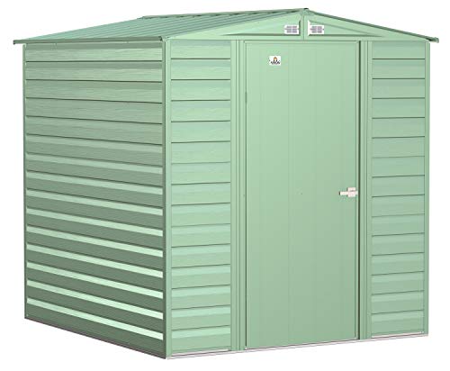 Arrow Select 6' x 7' Outdoor Lockable Steel Storage Shed Building, Sage Green