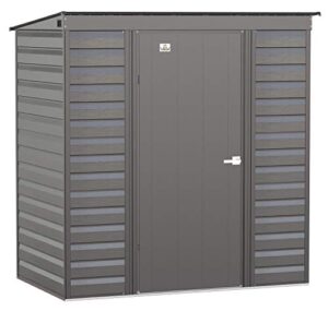 arrow select 6' x 4' outdoor lockable steel storage shed building, charcoal